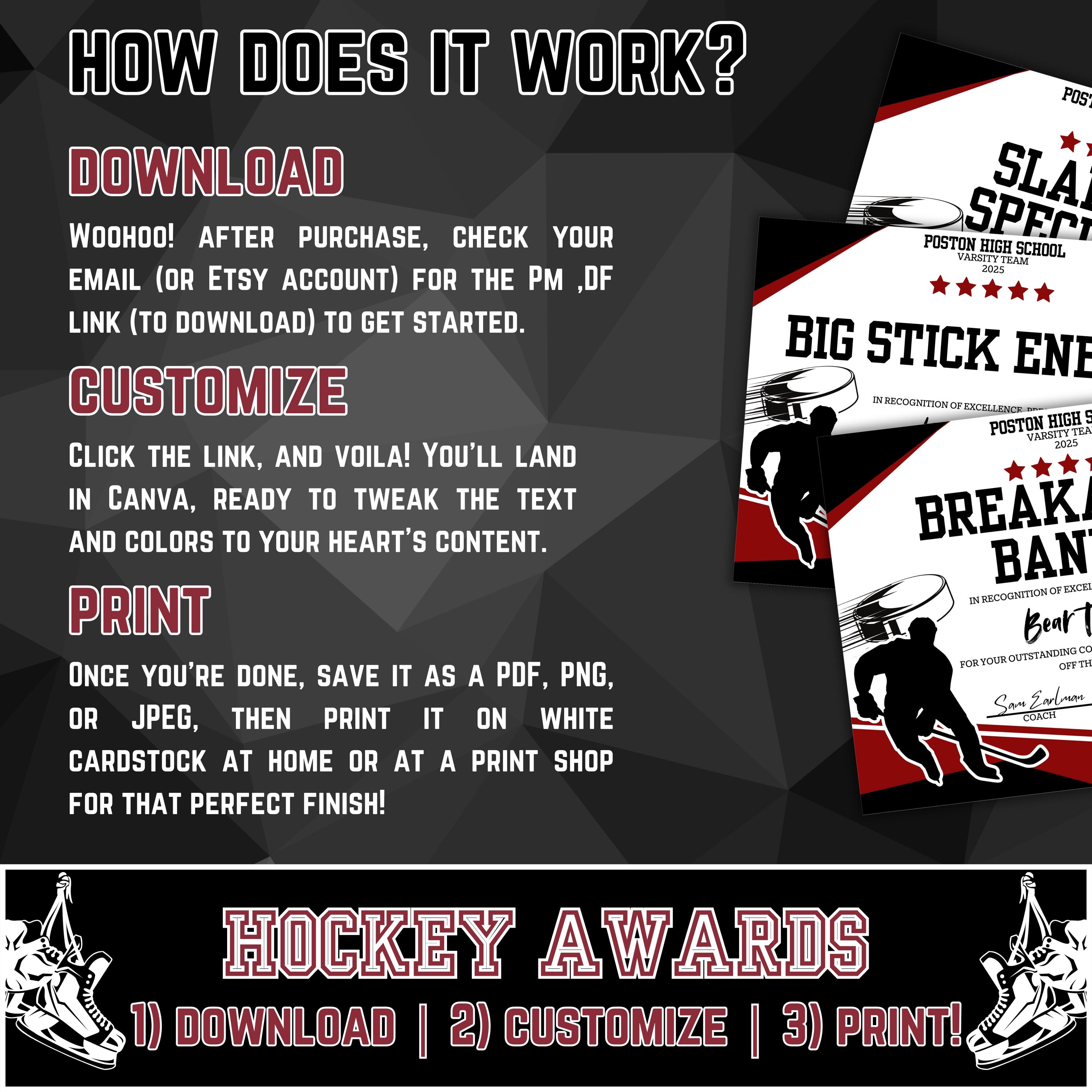 Editable Hockey Award Team Certificates, Team Recognition End of Season ...