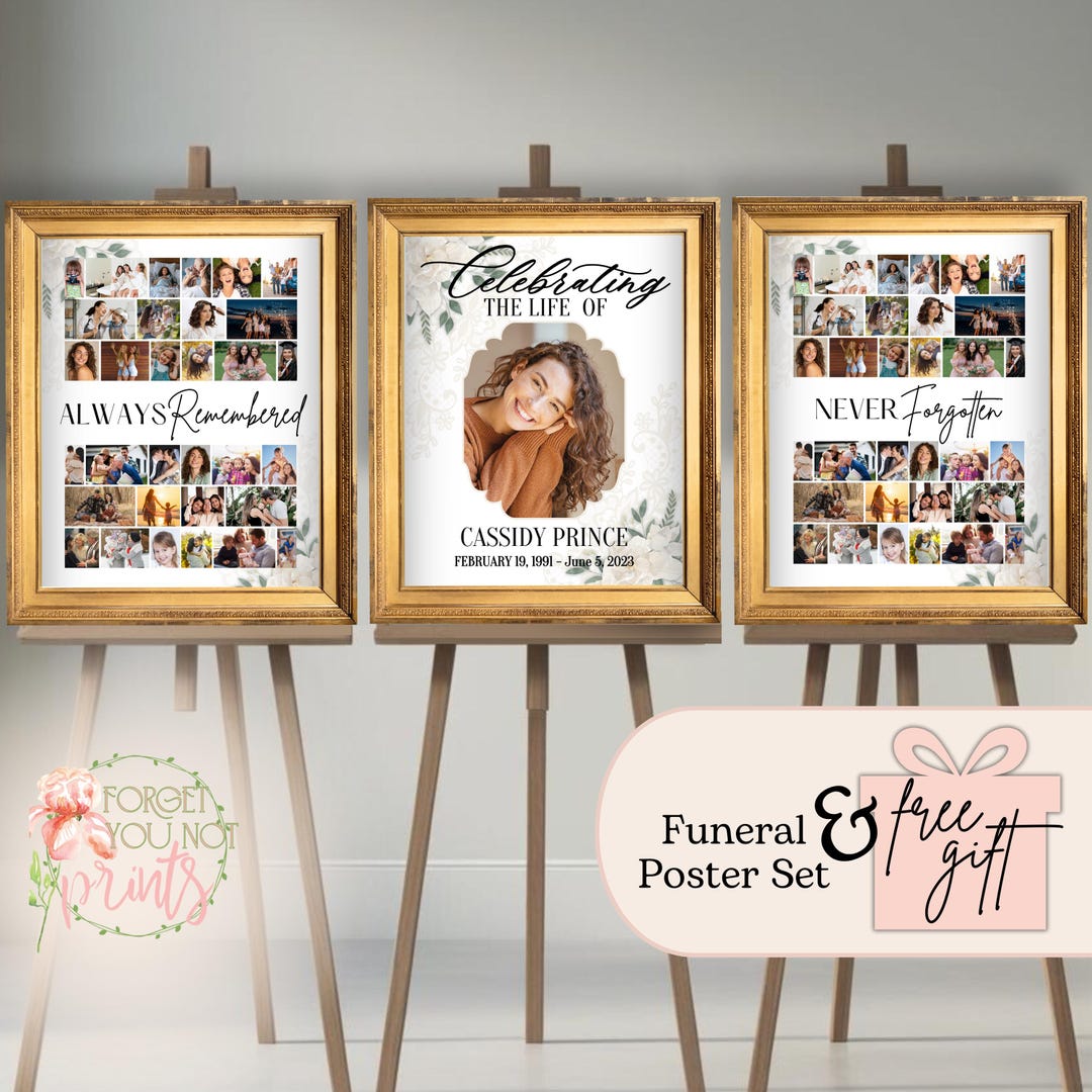 Elegant Funeral Collage Template Set, Custom Memorial Banner, Funeral ...