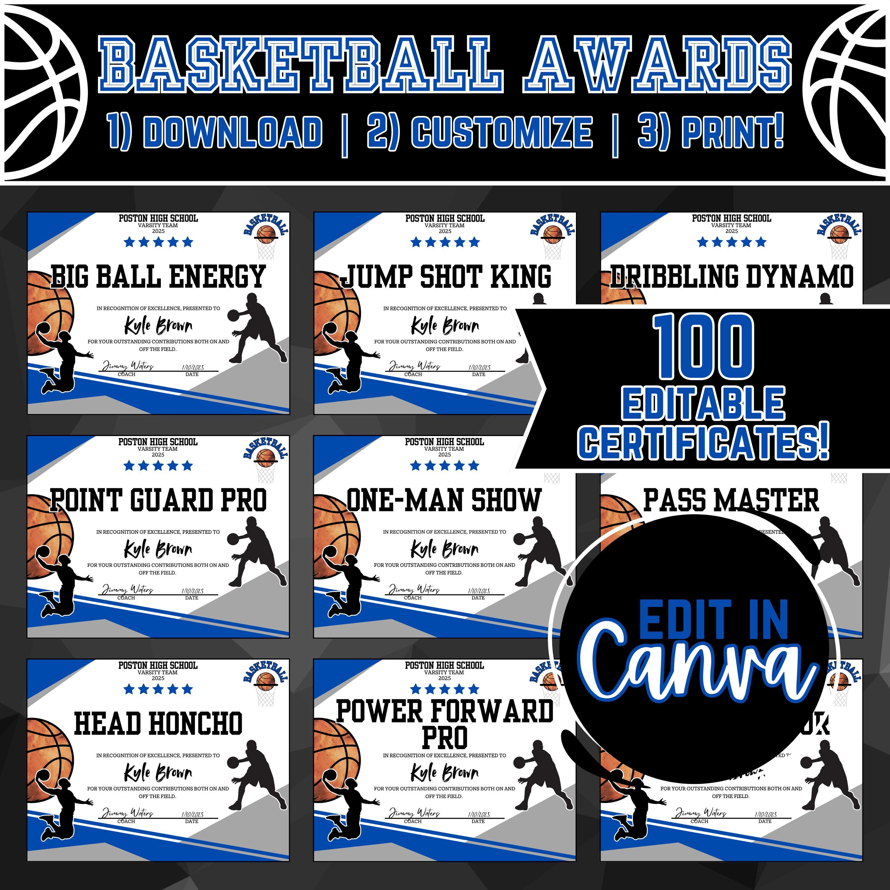 Customizable Basketball Awards, Team Recognition Basketball Award ...