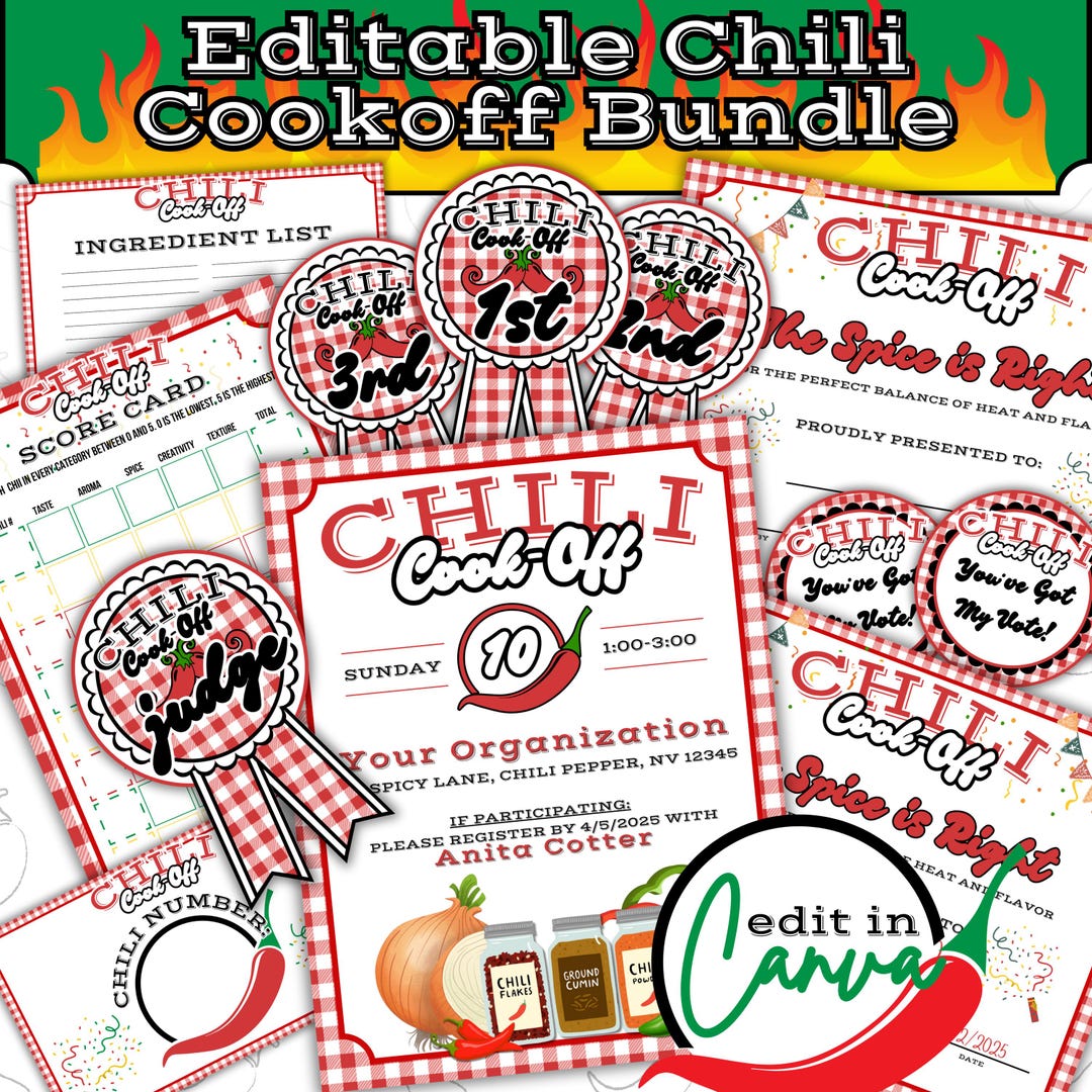 Chili Cookoff Ideas, Chili Contest, Chili Scorecards Voting Ballots ...