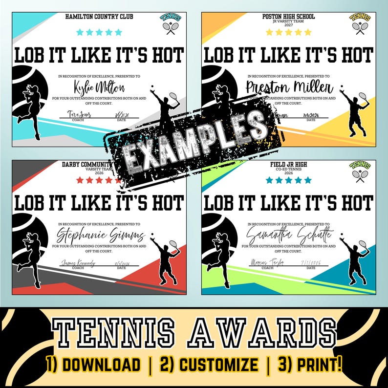 Editable Tennis Certificates Sports Award Printable, Team End of Season ...