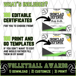 Volleyball Awards Printable, End of Year Personalized Volleyball Award ...