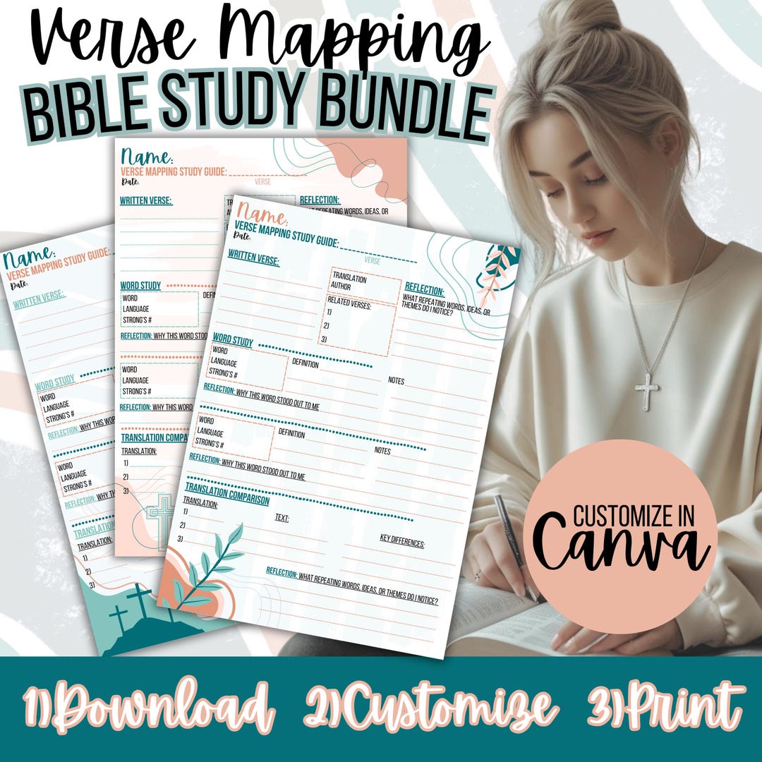 Customizable Verse Map Template, Bible Verse Mapping Journal, Bible ...