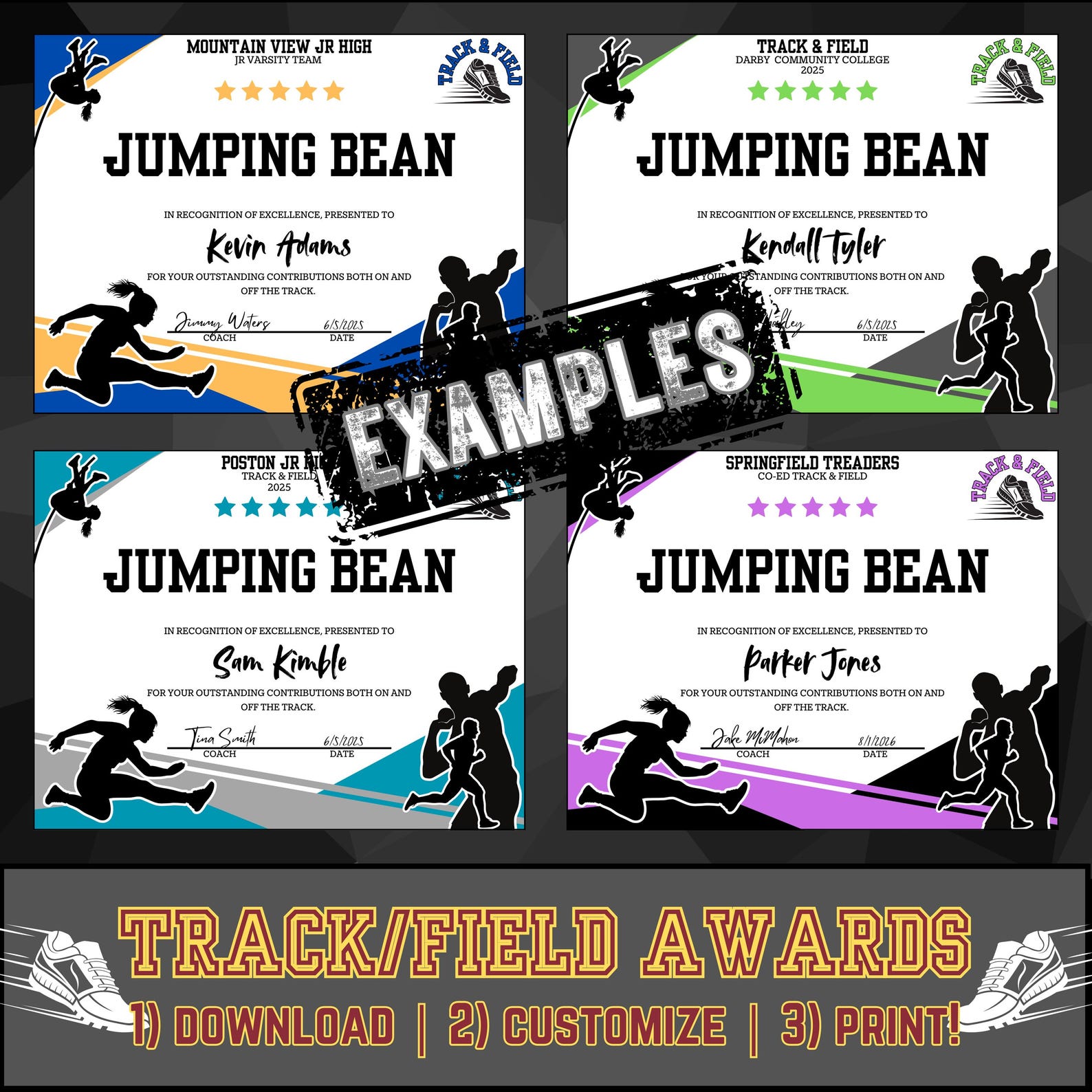 Editable Team Awards, Running Awards Certificate Bundle, Track and ...