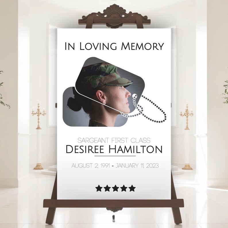 Editable Funeral Poster Template, Custom Military Funeral Memorial ...