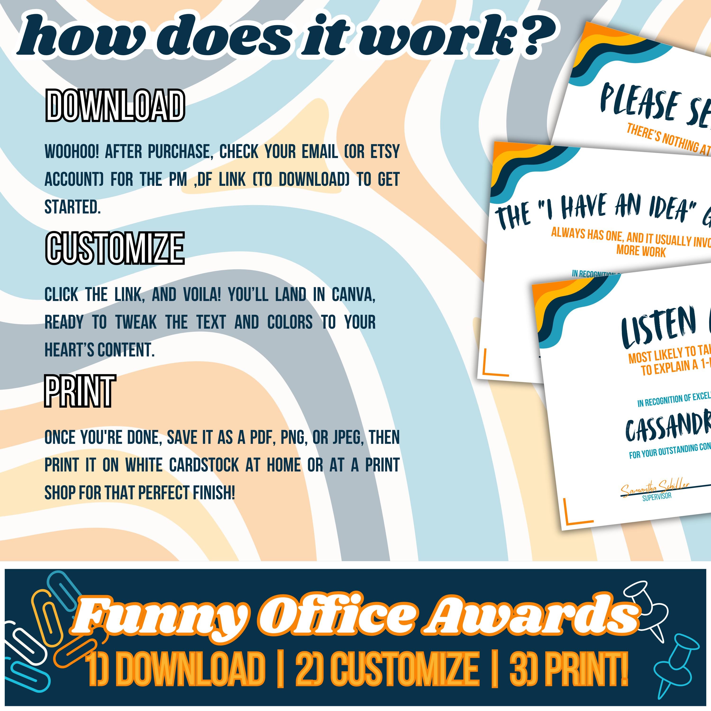 Funny Employee Awards Certificate Bundle, Funny Work Award, Employee ...