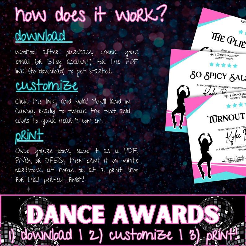 Dance Squad Editable Team Awards, End of Season Awards Certificate ...
