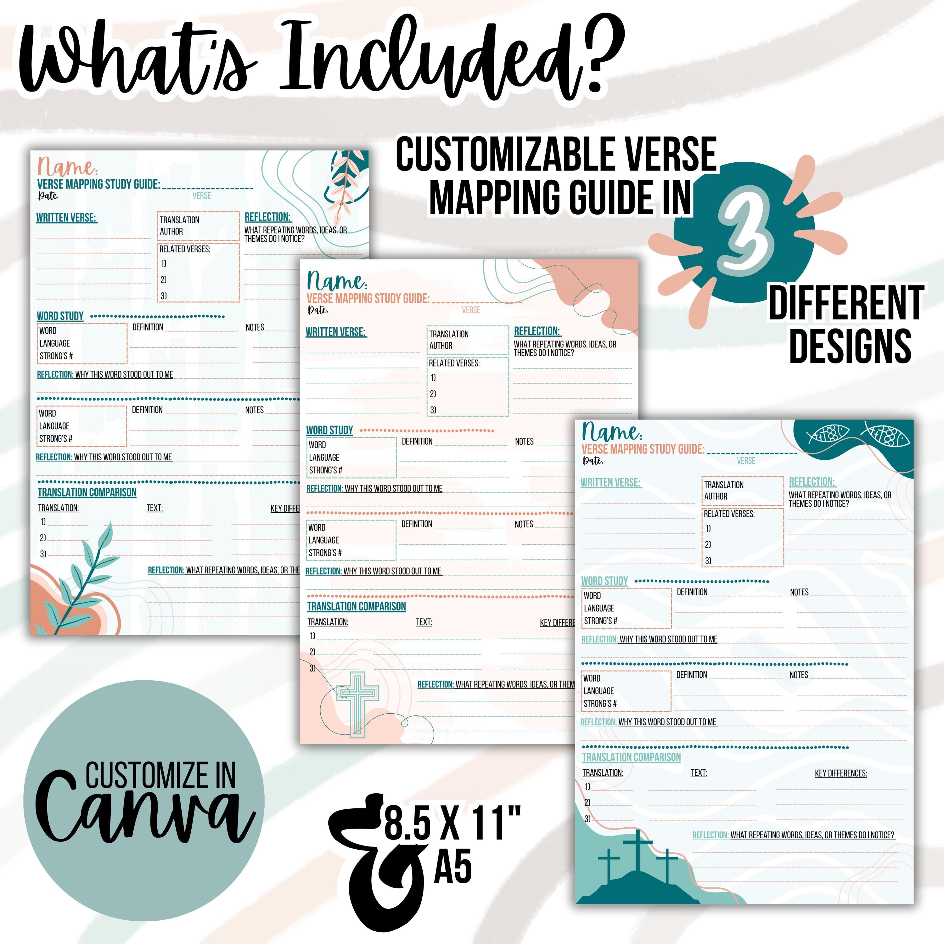 Customizable Verse Map Template, Bible Verse Mapping Journal, Bible ...