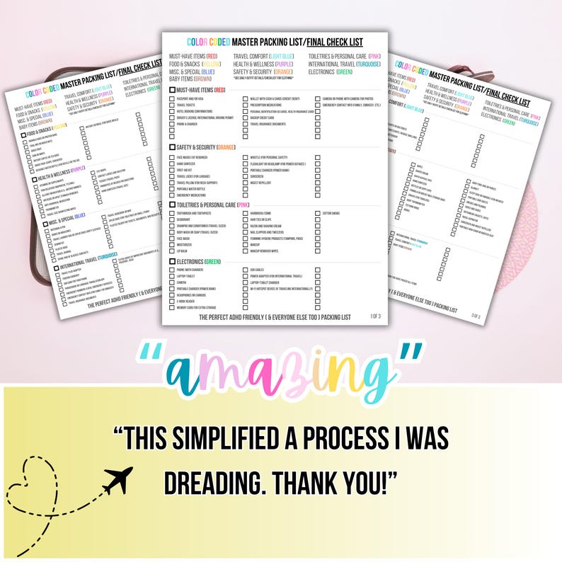 Packing PDF, Editable Packing Template List, Cute Packing List, Digital ...