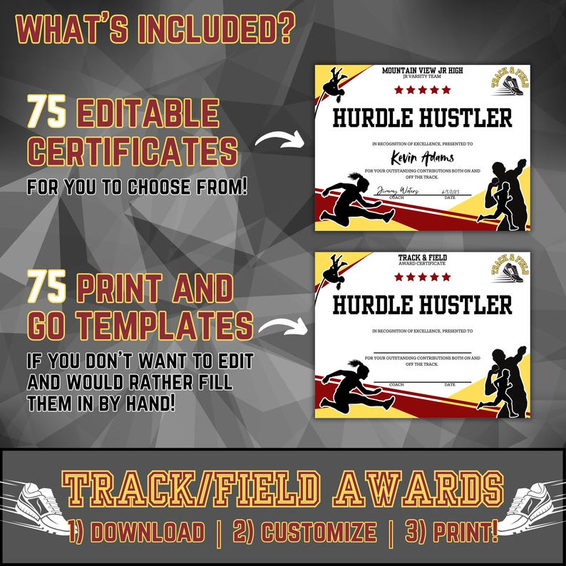 Editable Team Awards, Running Awards Certificate Bundle, Track and ...