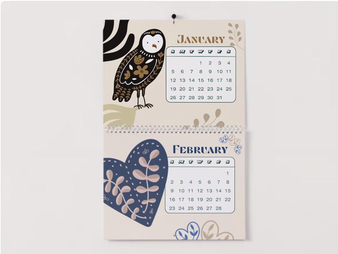 2025 Scandinavian Folkart Calendar, Download to Print - Etsy
