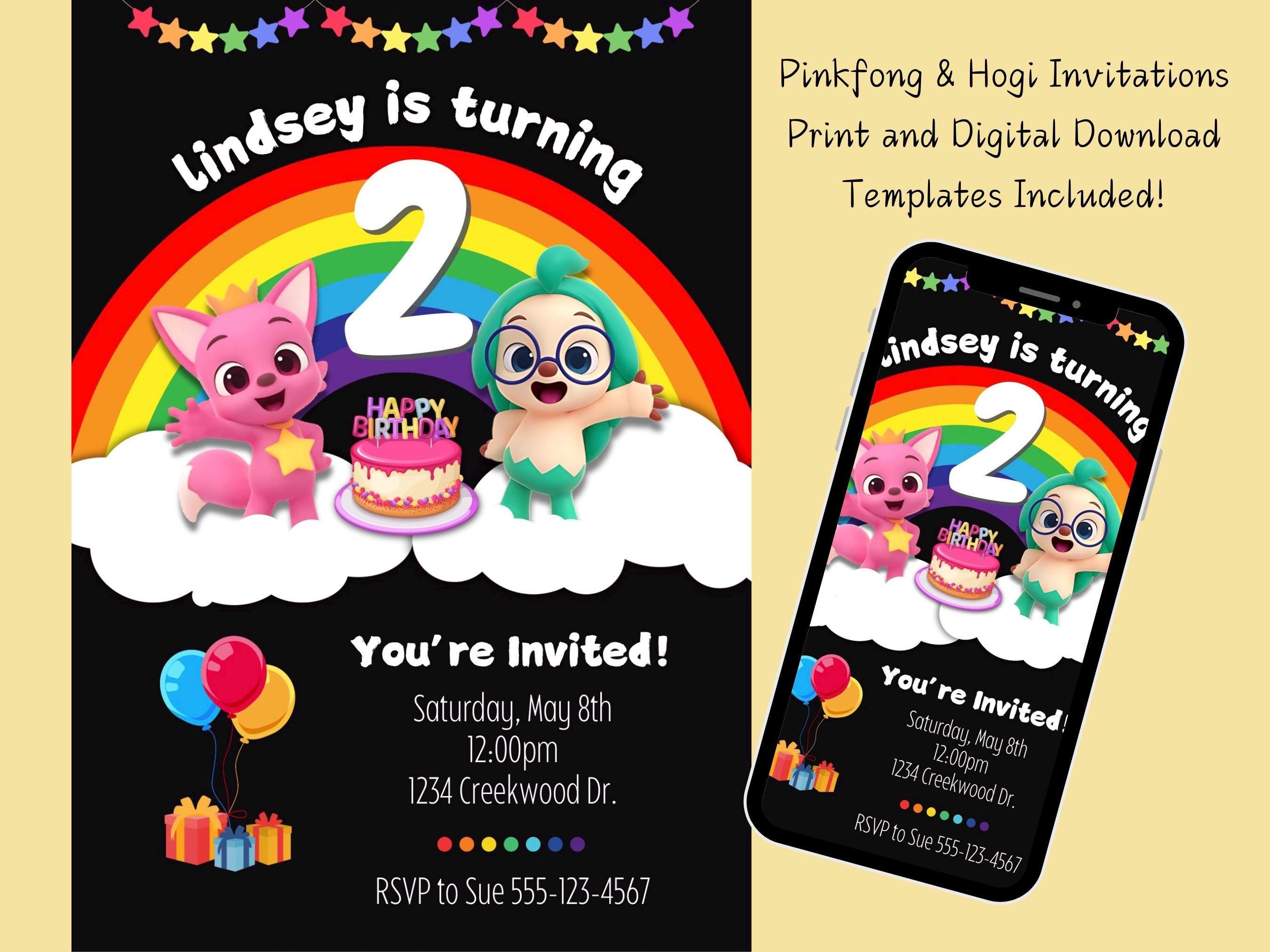Pinkfong Hogi Birthday Invitation, Digital Download, Edit With Canva ...