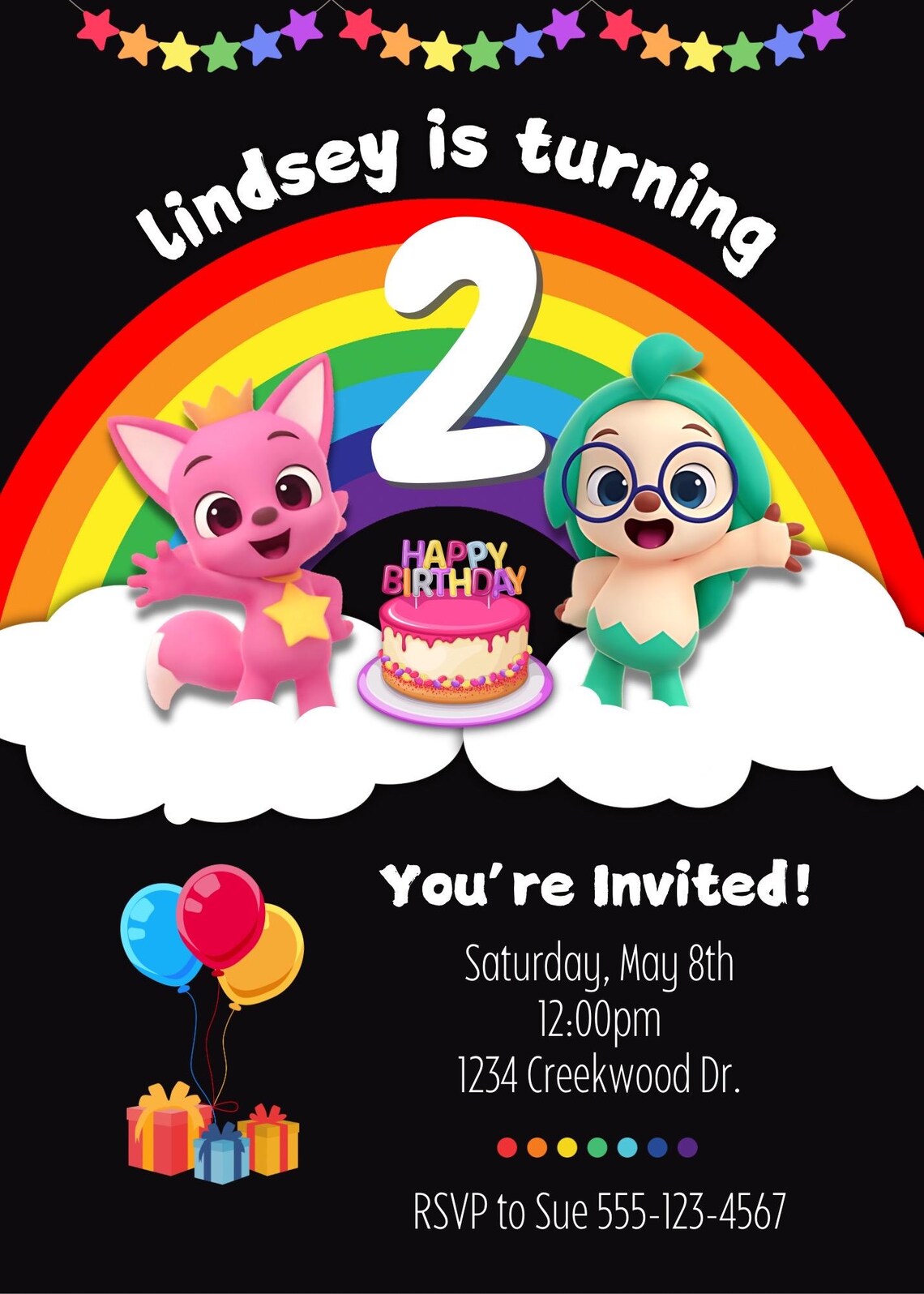 Pinkfong Hogi Birthday Invitation, Digital Download, Edit With Canva ...