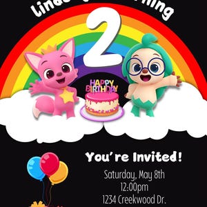Pinkfong Hogi Birthday Invitation, Digital Download, Edit With Canva ...