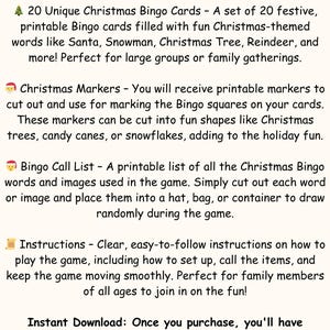 Christmas Bingo Game, 20 Bingo Cards, Printable Christmas Game, Fun ...