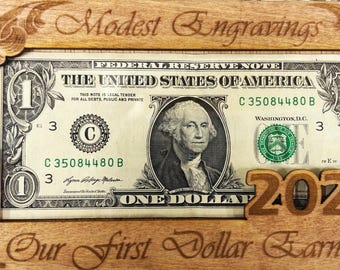 First Dollar Frame Custom Engraved Business Logo Custom Name Sign New ...