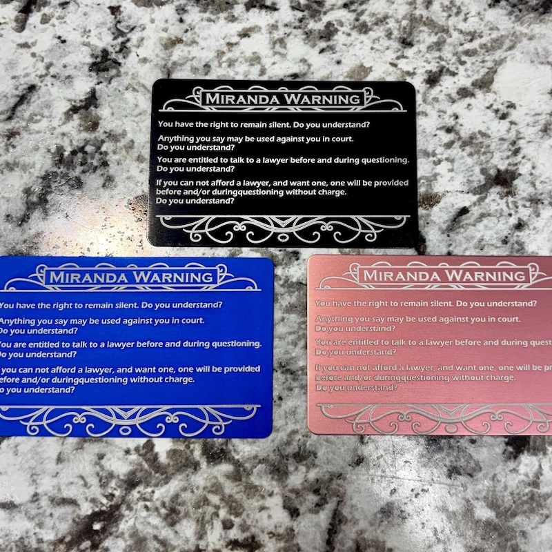 Miranda Warning Cards - Etsy