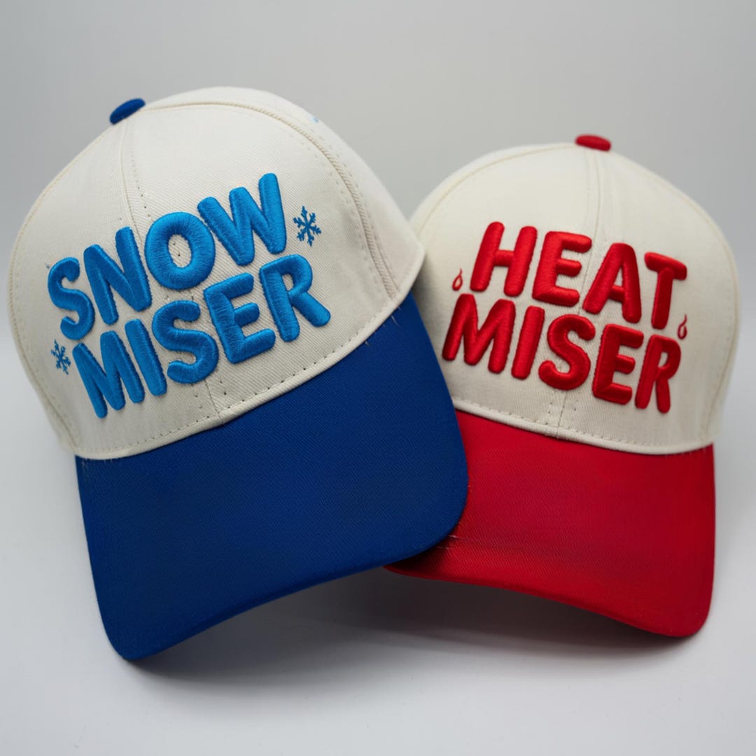 Snow Miser Heat Miser Christmas 3D Embroidered Two Tone Color Hat, Xmas ...