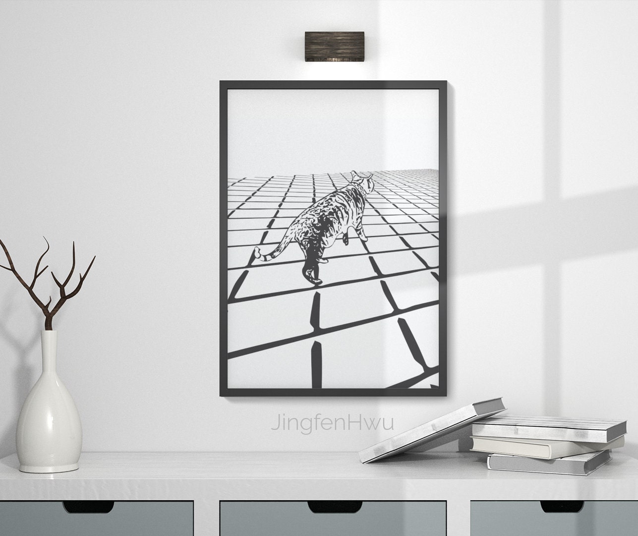 Digital Download Simple Cat Painting Wall Art Prints Minimalist Tabby ...