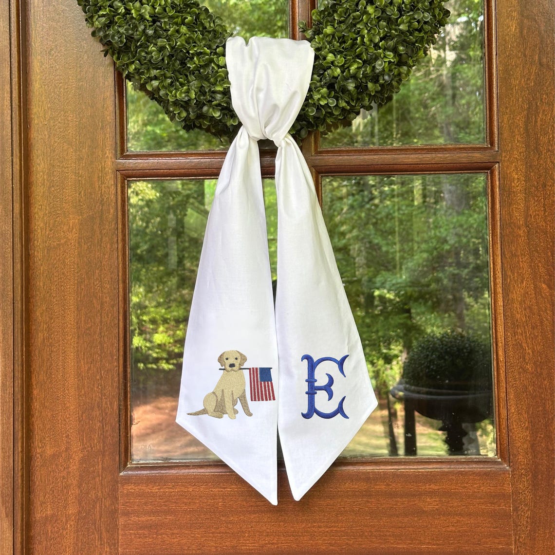 Yellow Lab Embroidered Wreath Sash, Monogrammed, Dog, Labrador, Flag ...