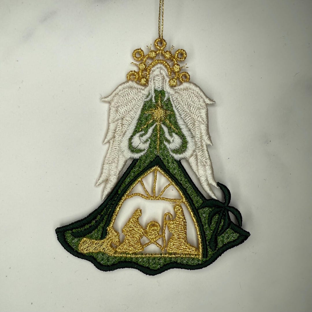 The Angel of Bethlehem Embroidered Ornament, Free Standing Lace Design ...