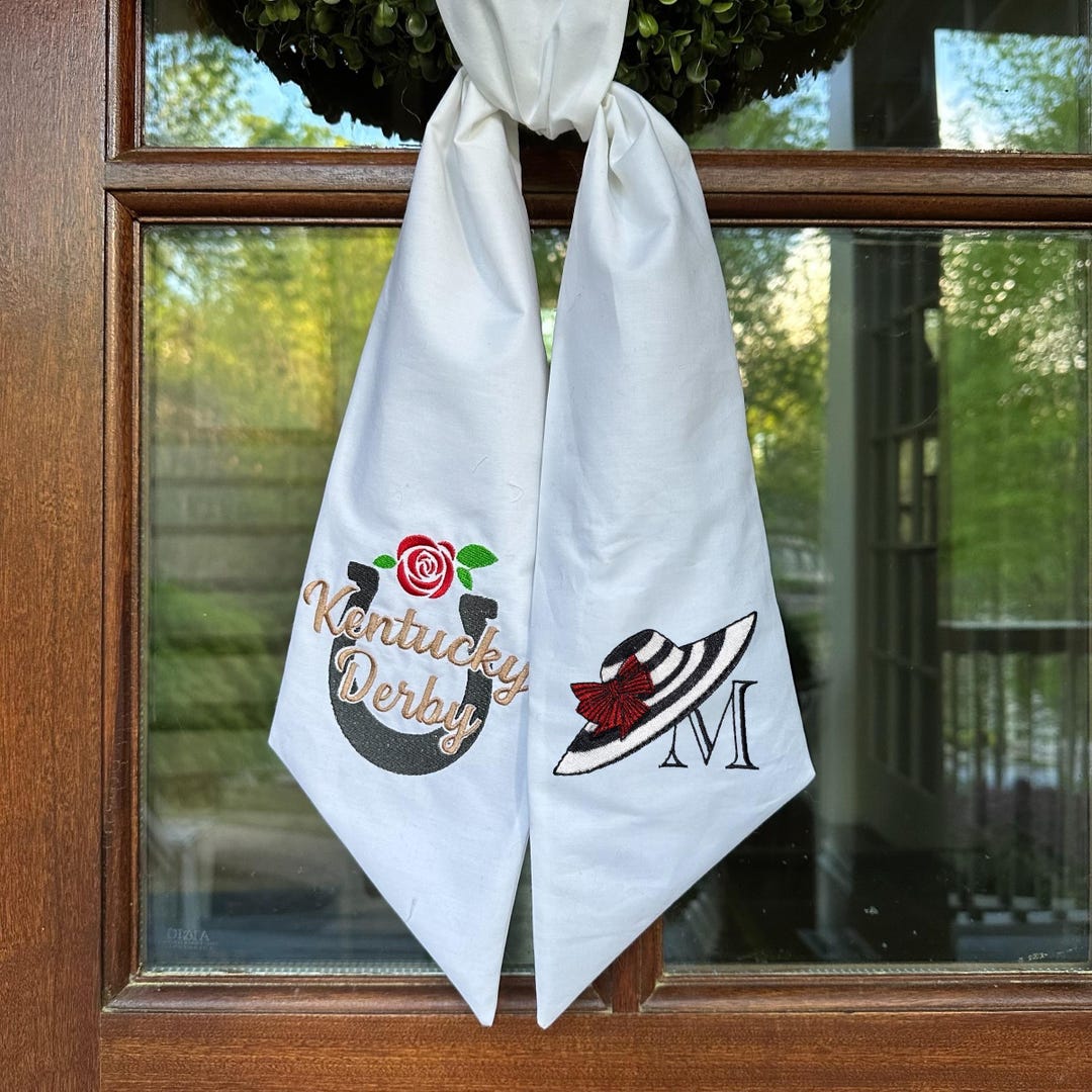 Embroidered Kentucky Derby Wreath Sash, Monogrammed Bow - Etsy