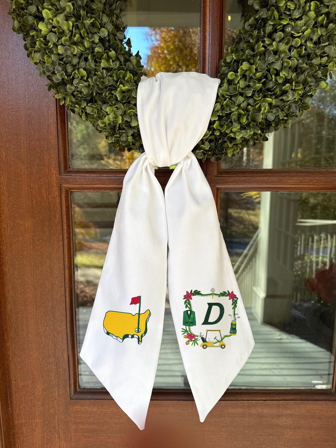 Embroidered Masters Wreath Sash, Personalized Wreath Sash, Golf Wreath ...
