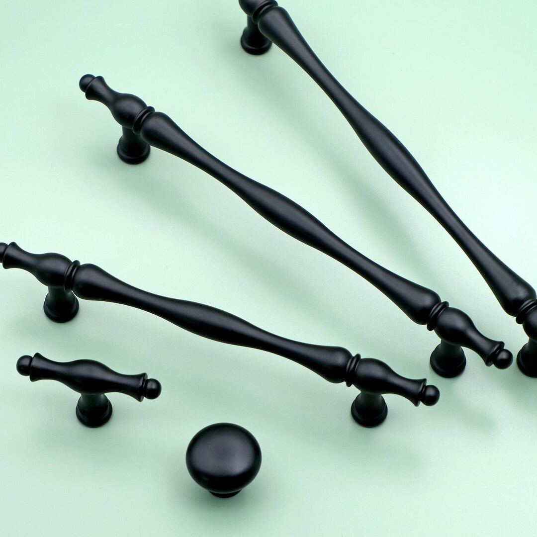 Antique Black Cabinet Pulls | Matte Black Kitchen Pulls | Wavy Cabinet Pulls | Cupboard Knobs ...