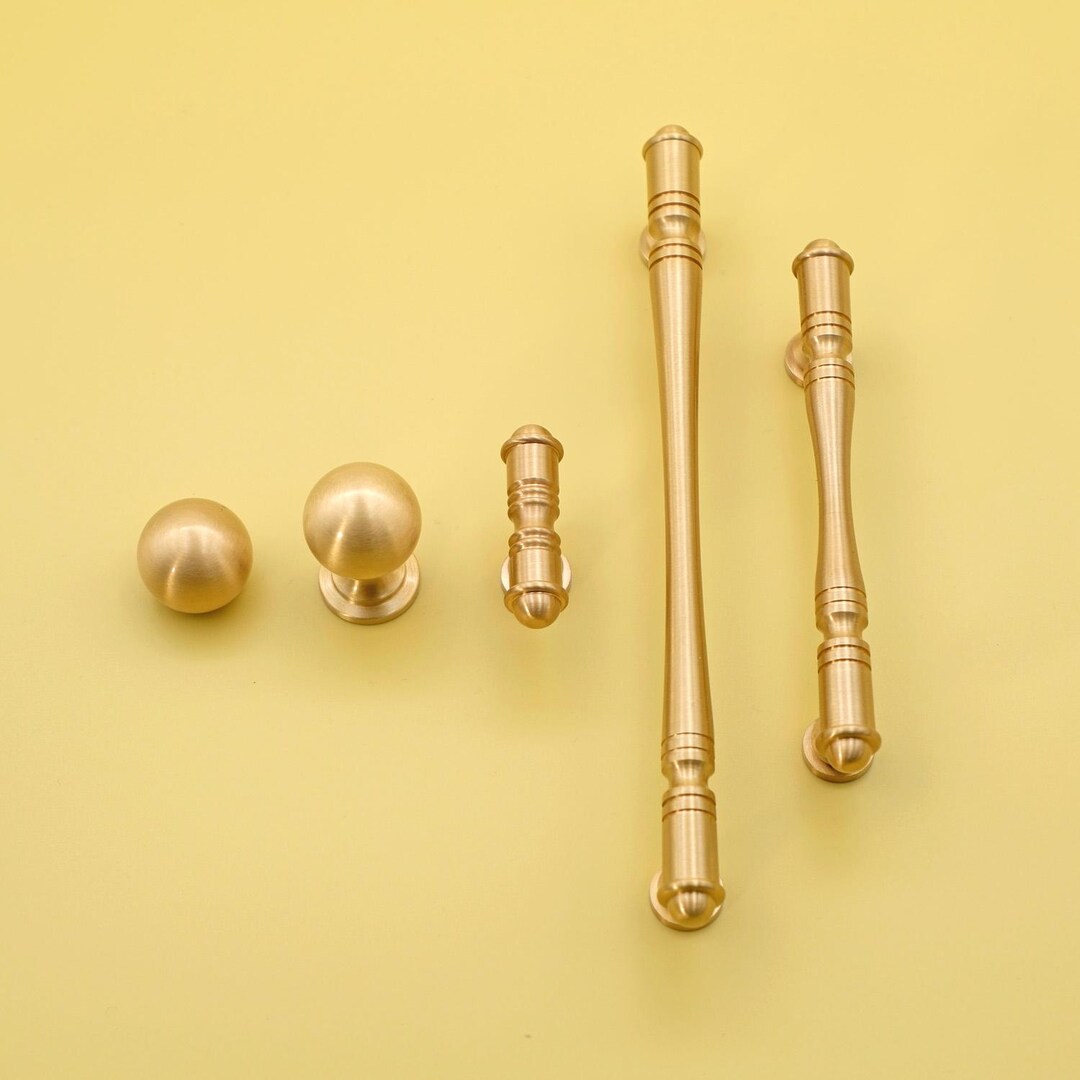 Georgian Brass Handles Pulls | Brushed Brass Handles | Gold Kitchen ...