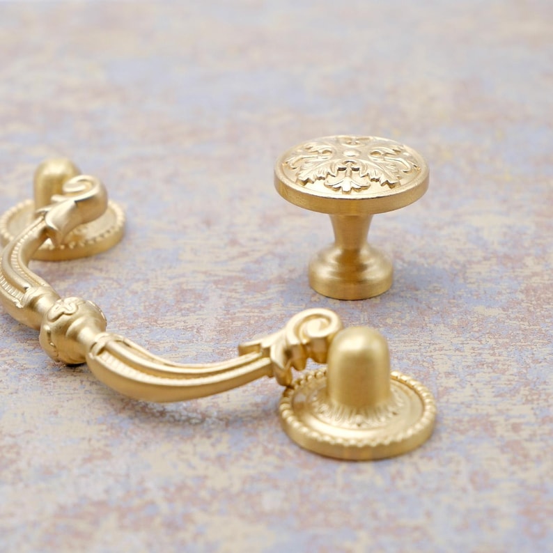 Ornate Classical Brass Forged Cabinet Pulls, Soild Brass Decorative ...