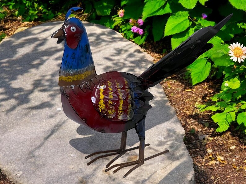 Handcrafted Metal Pheasant Sculpture: Rustic Farmhouse Garden Decor (22 ...