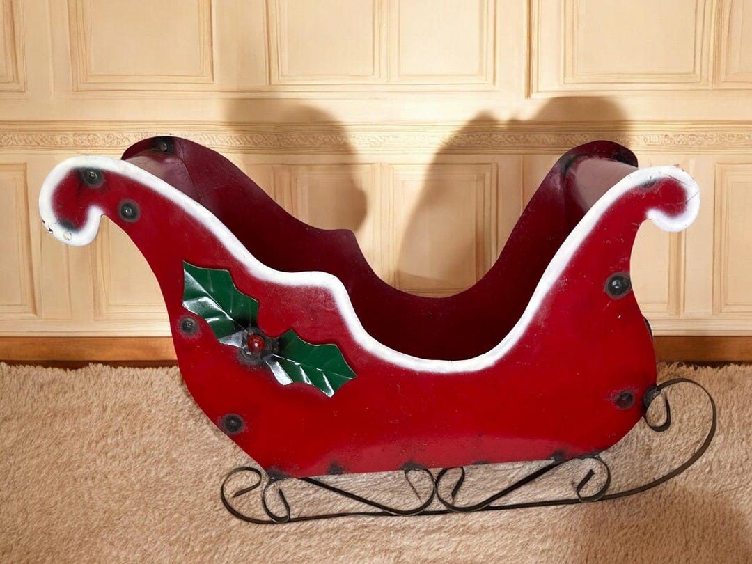 Santa Metal Sled Garden Sculpture - Etsy