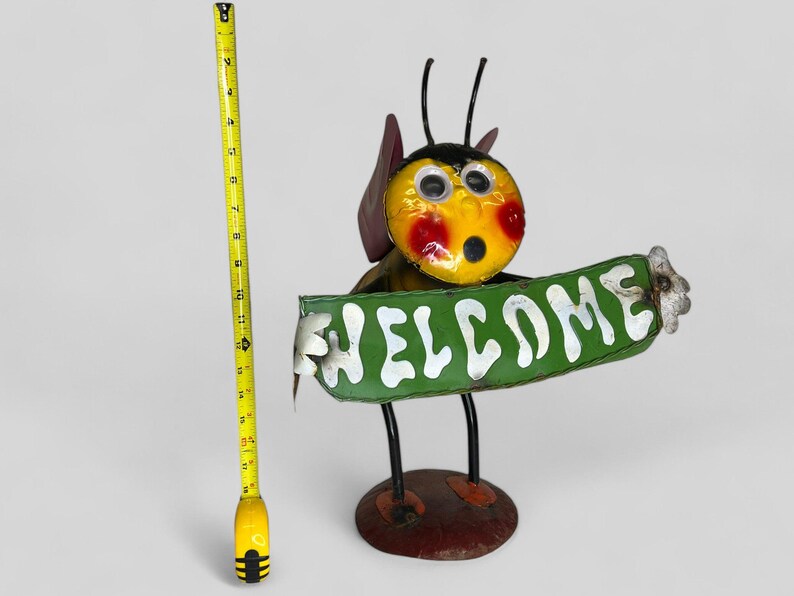 Metal Bee Sculpture With Welcome Sign - Etsy
