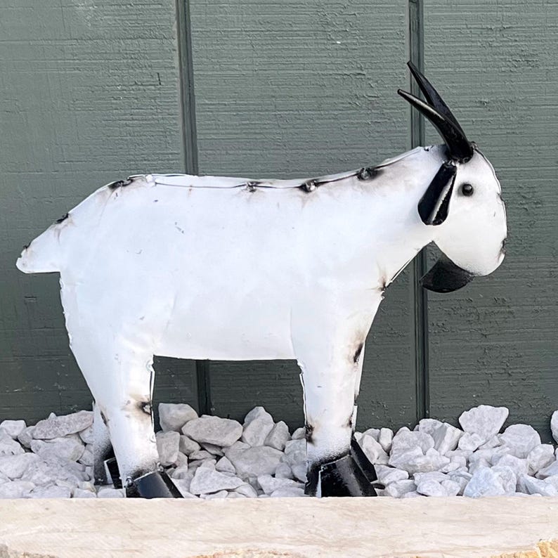 Handmade Metal Goat Sculpture | Farmhouse Garden Art, Lawn Ornament - Etsy