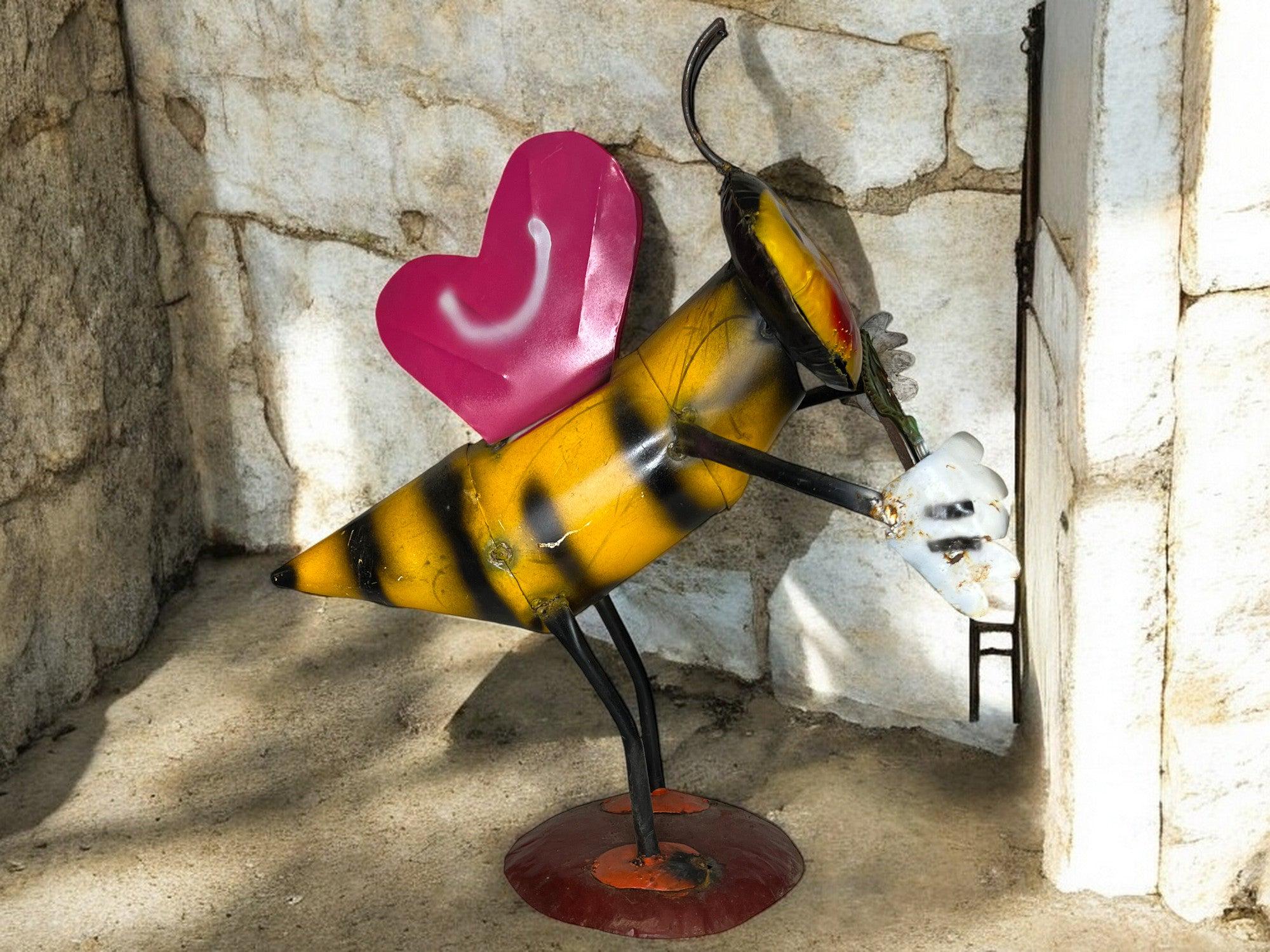 Metal Bee Sculpture With Welcome Sign - Etsy