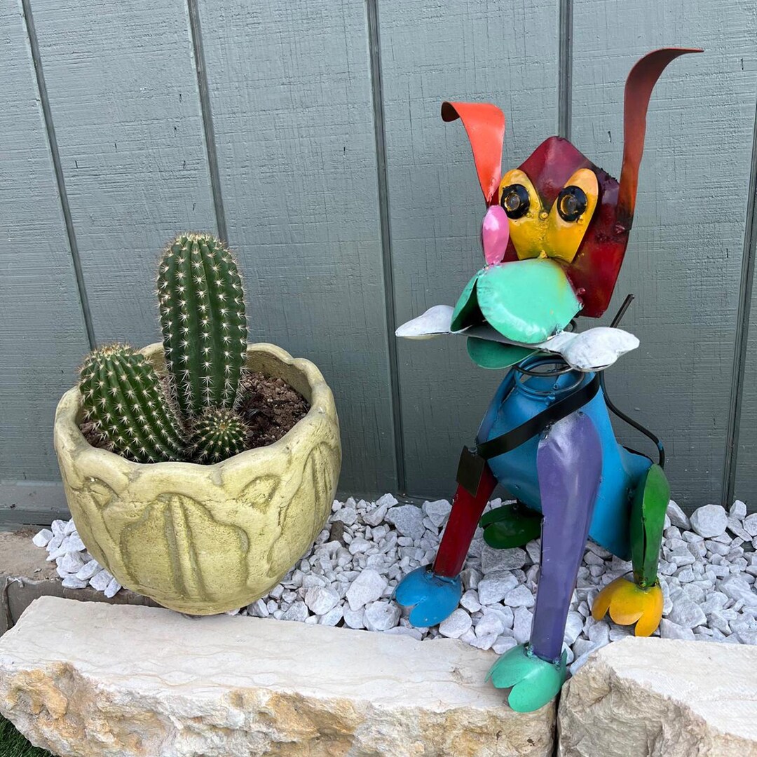 Whimsical Metal Dog Garden Sculpture: Handmade Colorful Pet Decor - Etsy