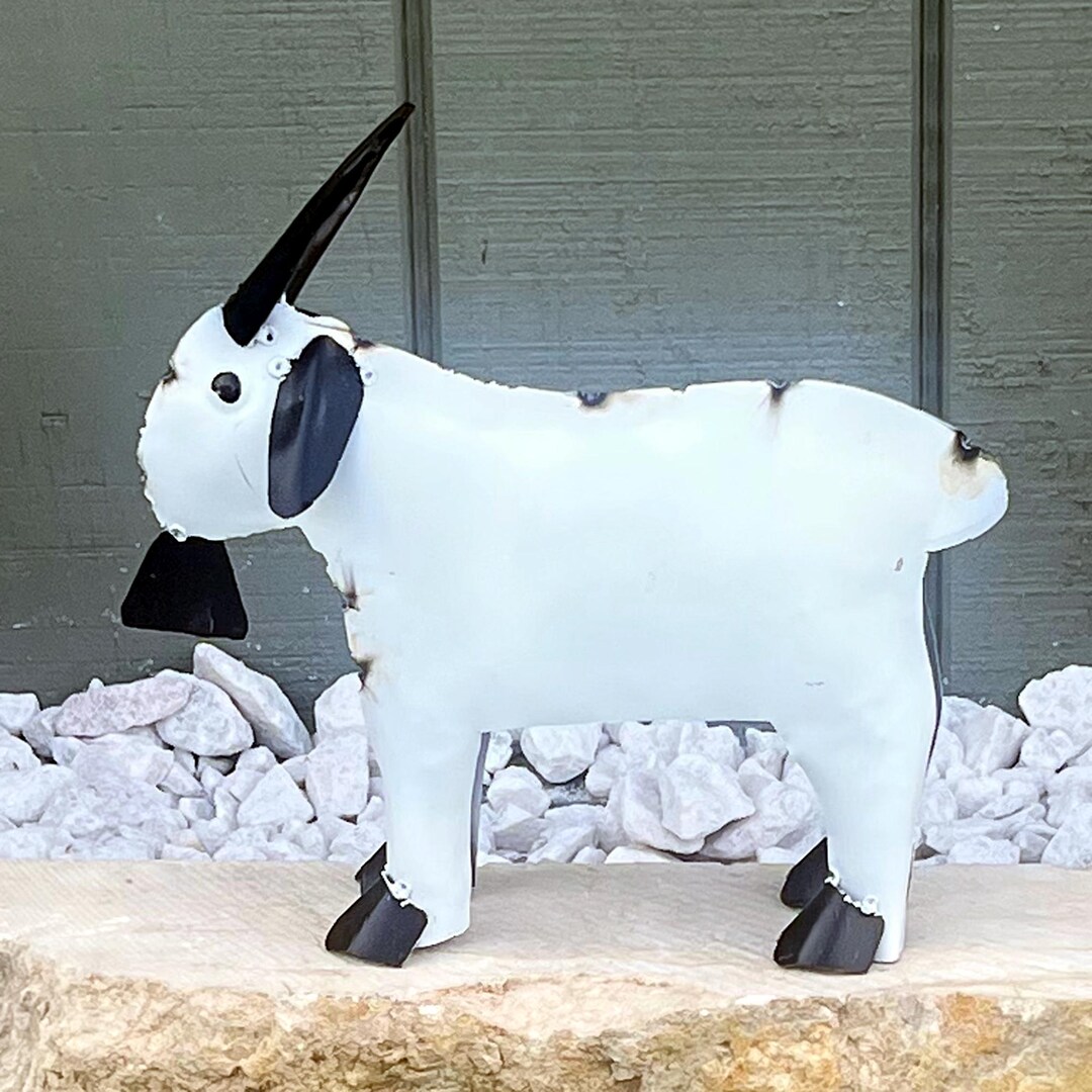 Handmade Recycled Metal Goat Sculpture: Rustic Farmhouse Garden Decor ...