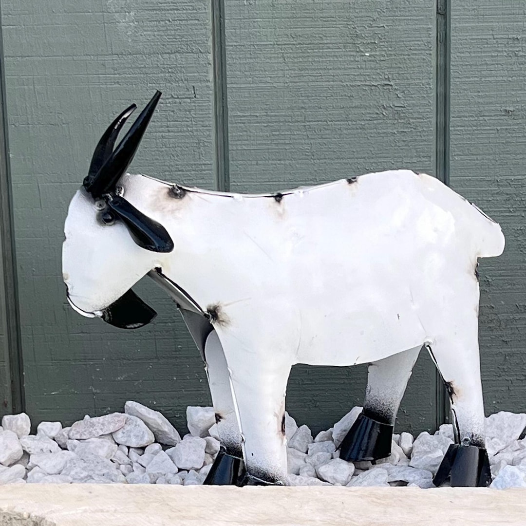 Handmade Metal Goat Sculpture | Farmhouse Garden Art, Lawn Ornament - Etsy