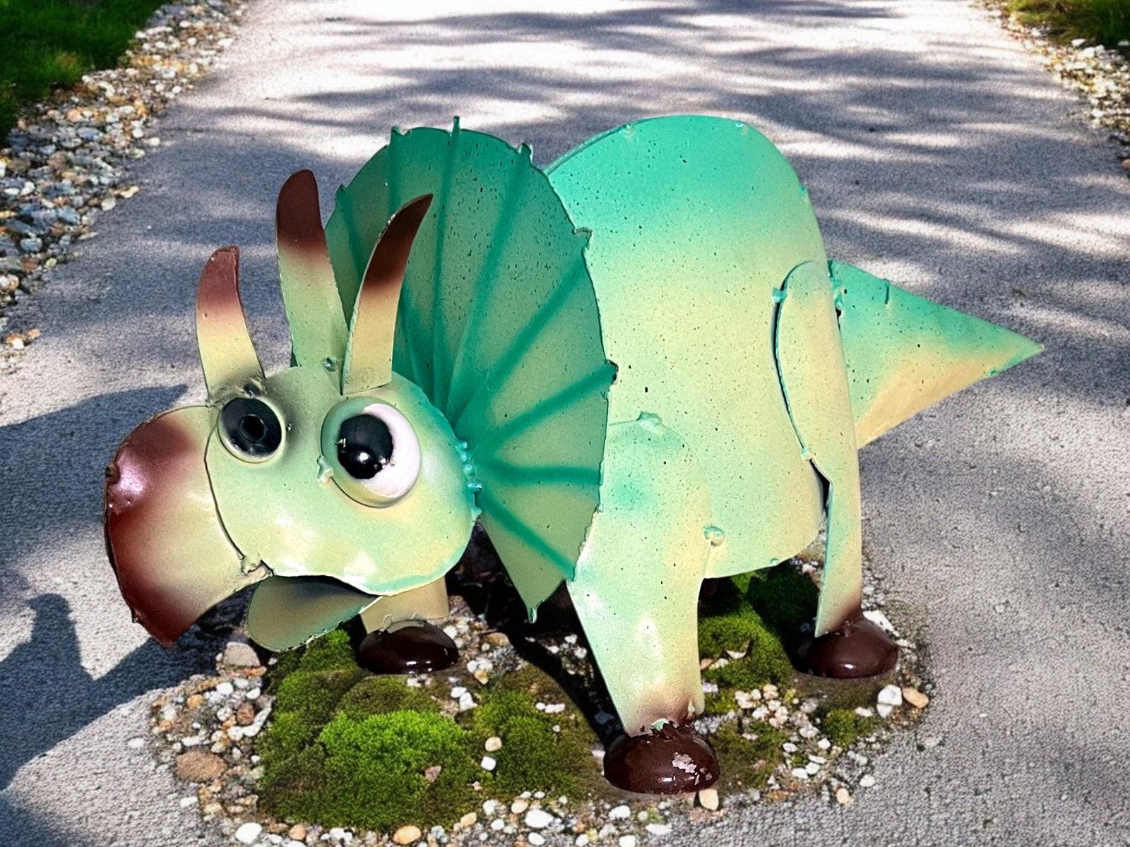 Triceratops Dinosaur Metal Garden Sculpture - Etsy