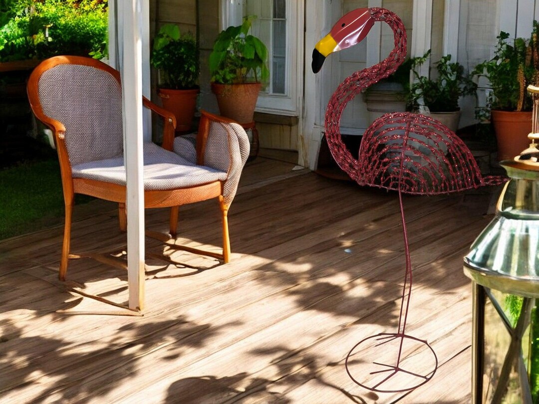 Twisted Metal Pink Flamingo Garden Sculpture - Etsy