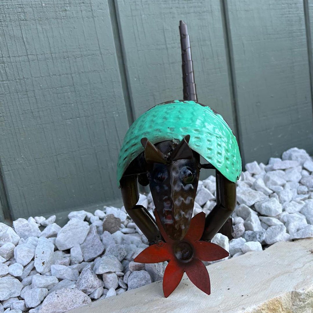 Whimsical Metal Armadillo Garden Statue – Handmade Texas Yard Art With ...