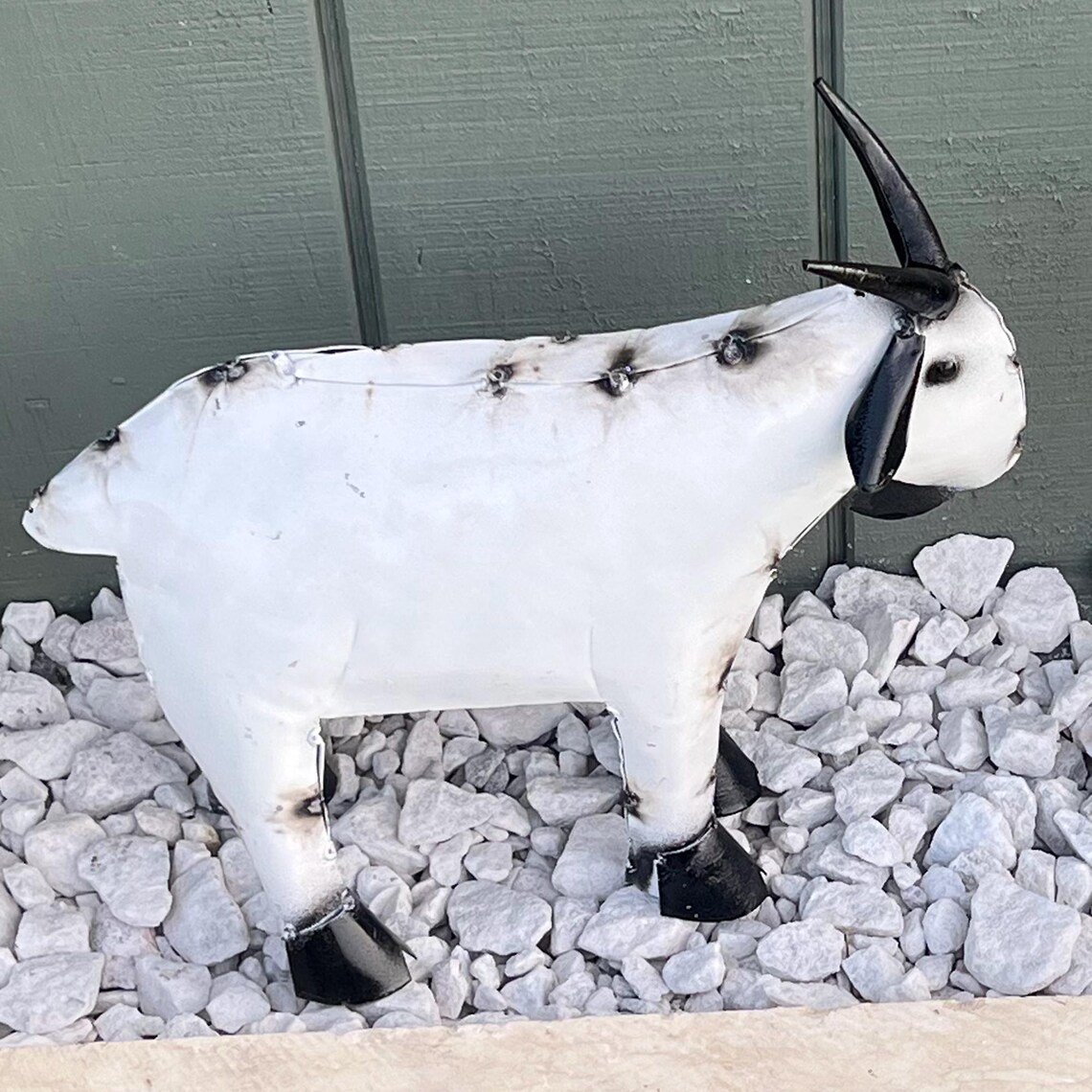 Handmade Metal Goat Sculpture | Farmhouse Garden Art, Lawn Ornament - Etsy