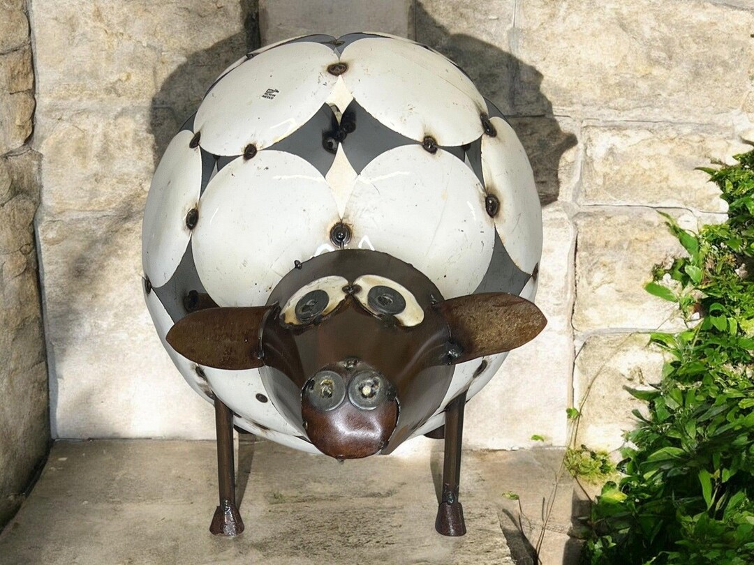 Round Metal Sheep Sculpture Unique Farm Animal Decor - Etsy