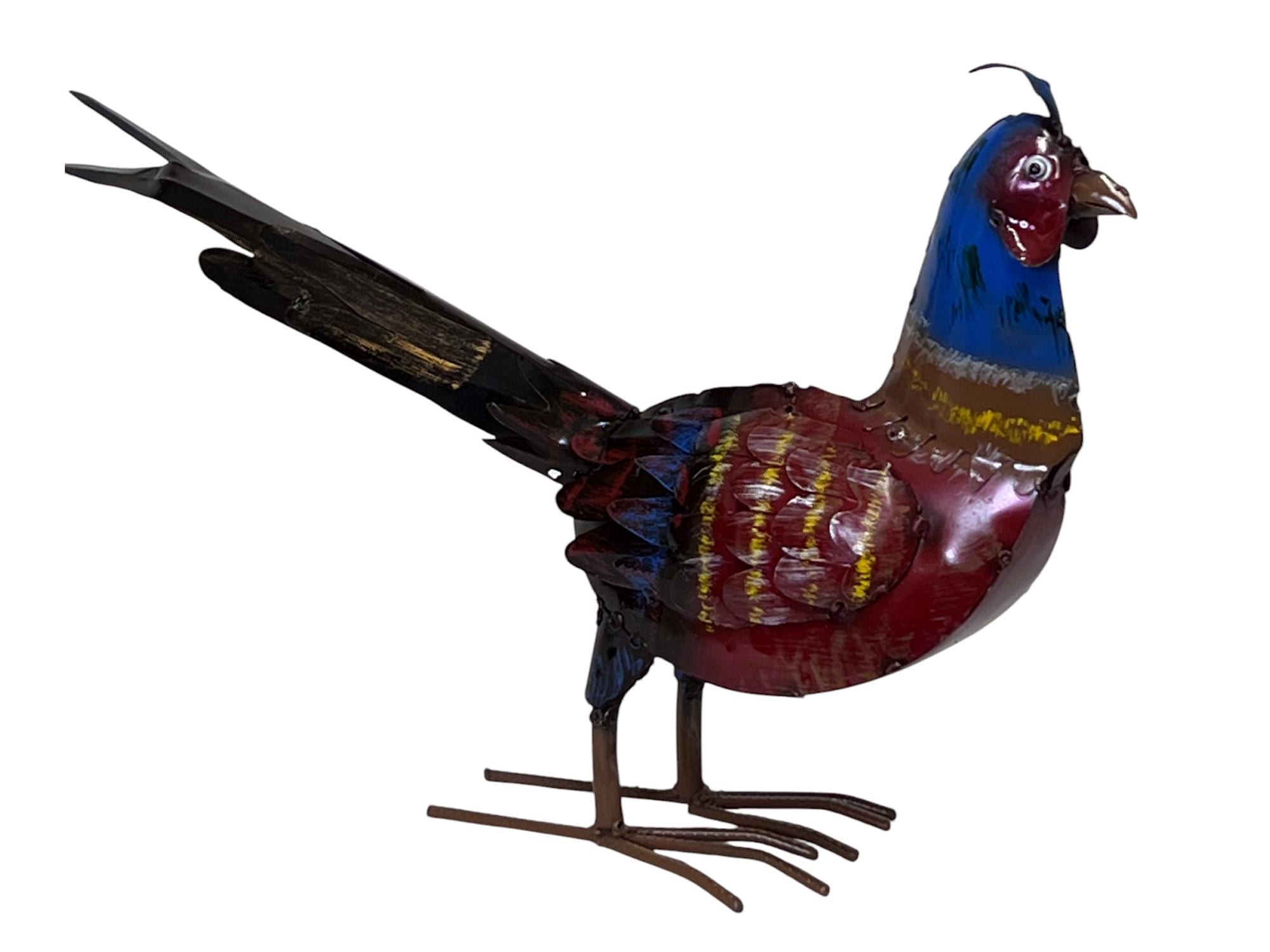Handcrafted Metal Pheasant Sculpture: Rustic Farmhouse Garden Decor (22 ...