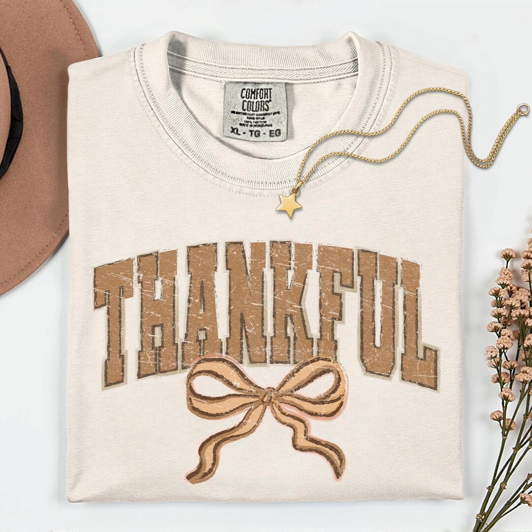 Comfort Colors® Thankful Shirt, Thanksgiving Tshirt, Cute Fall Crewneck ...
