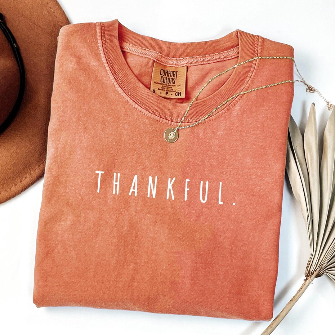 Comfort Colors® Thankful Shirt, Thanksgiving Tshirt, Cute Fall Crewneck ...