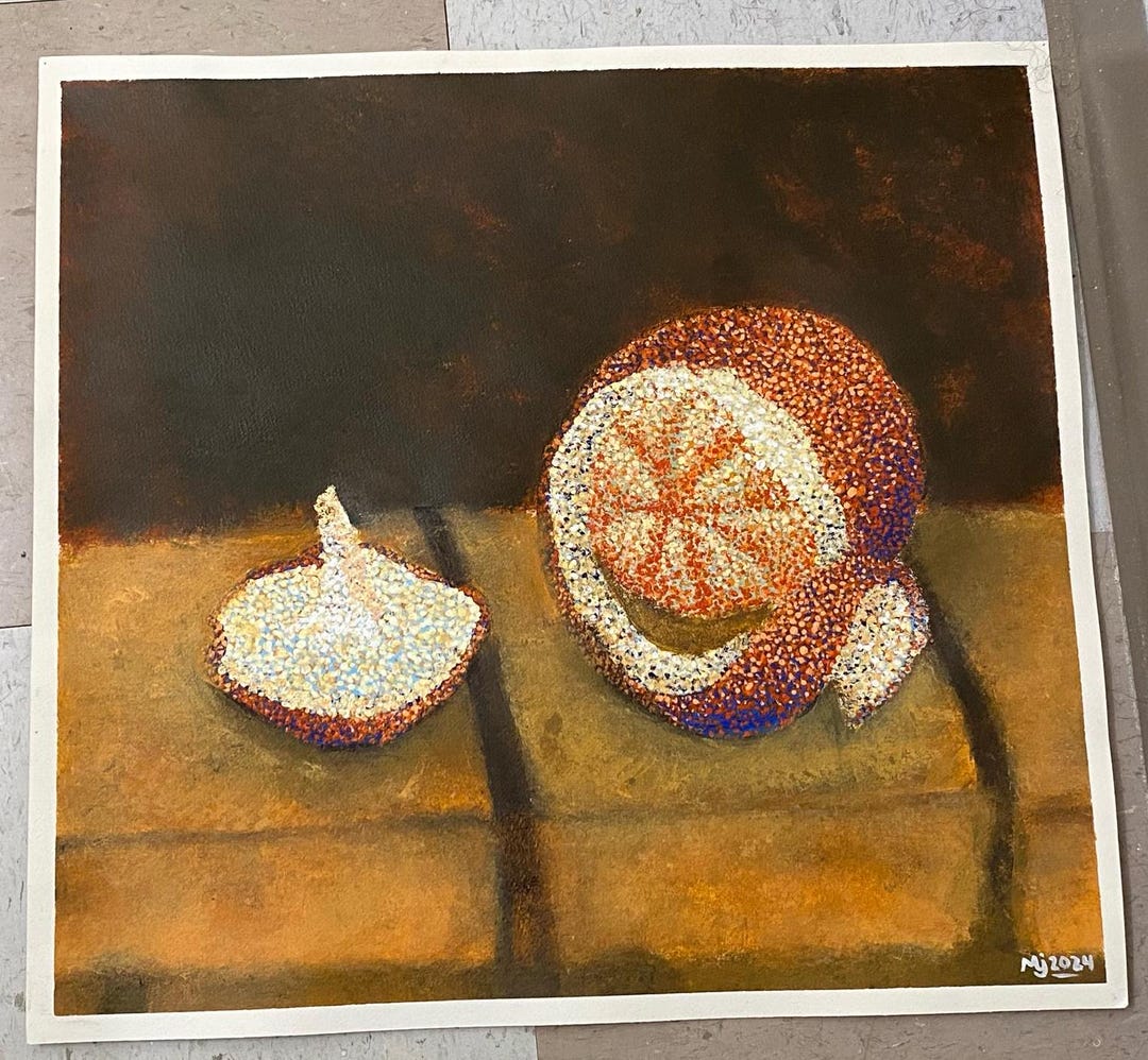 Orange Stippling Painting Wall Art - Etsy