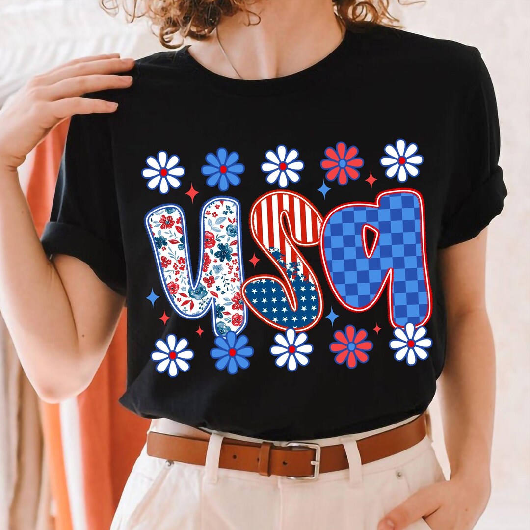 Preppy USA Png, Floral USA Png, Coquette USA , Preppy Girky Patriotic ...
