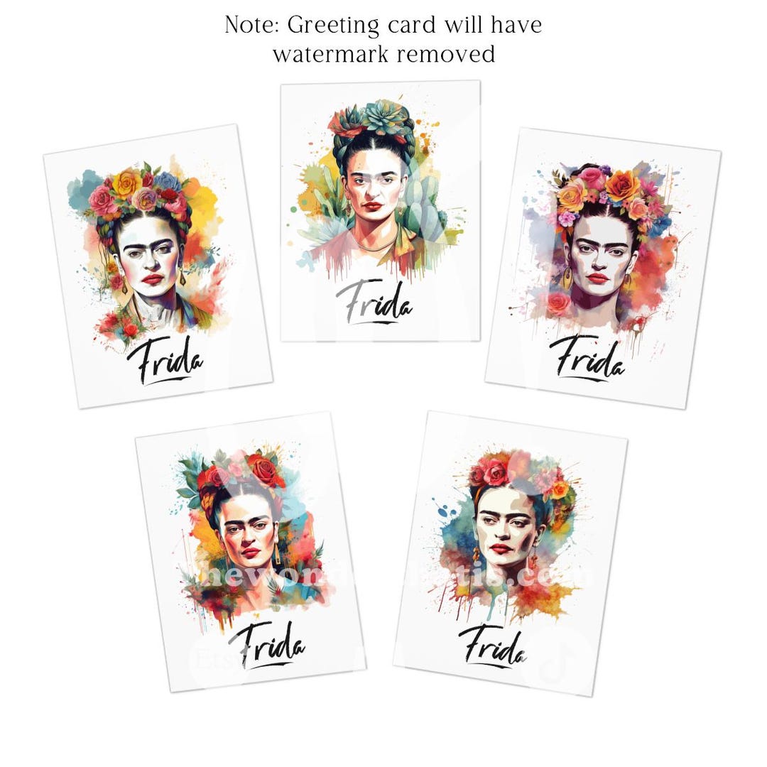 Frida Kahlo Greeting Cards Set of 5, Blank Cards, Latina Greeting Card ...