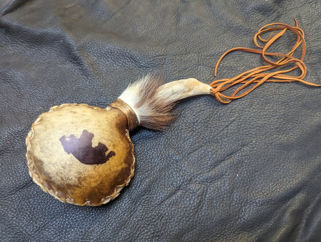 Rawhide Rattle - Wolverine Spirit Medicine --- Native American Rattle ...